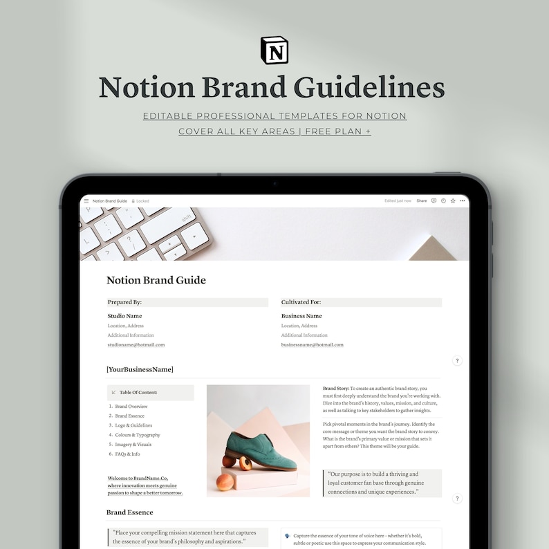 Notion Brand Guidelines Template | Professional Notion Template | Craft ...