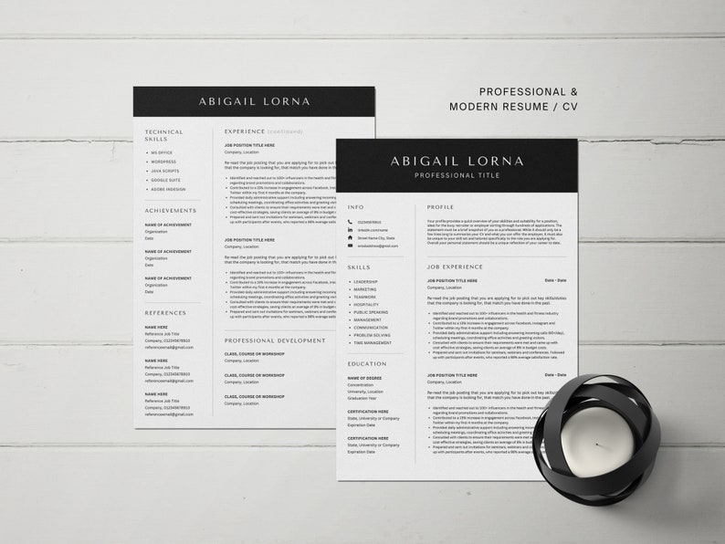 Professional Resume Cover Letter & Reference Template Word - Etsy