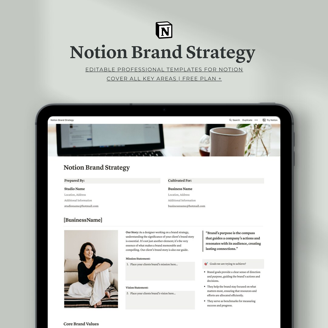 Notion Brand Strategy Template | Professional Notion Template ...