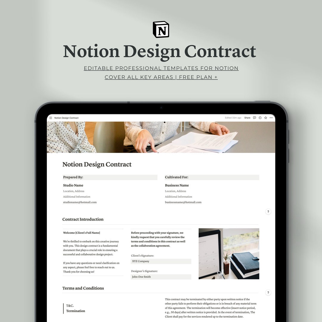 Notion Design Contract Template | Professional Notion Template | Design Terms Made Simple - Etsy