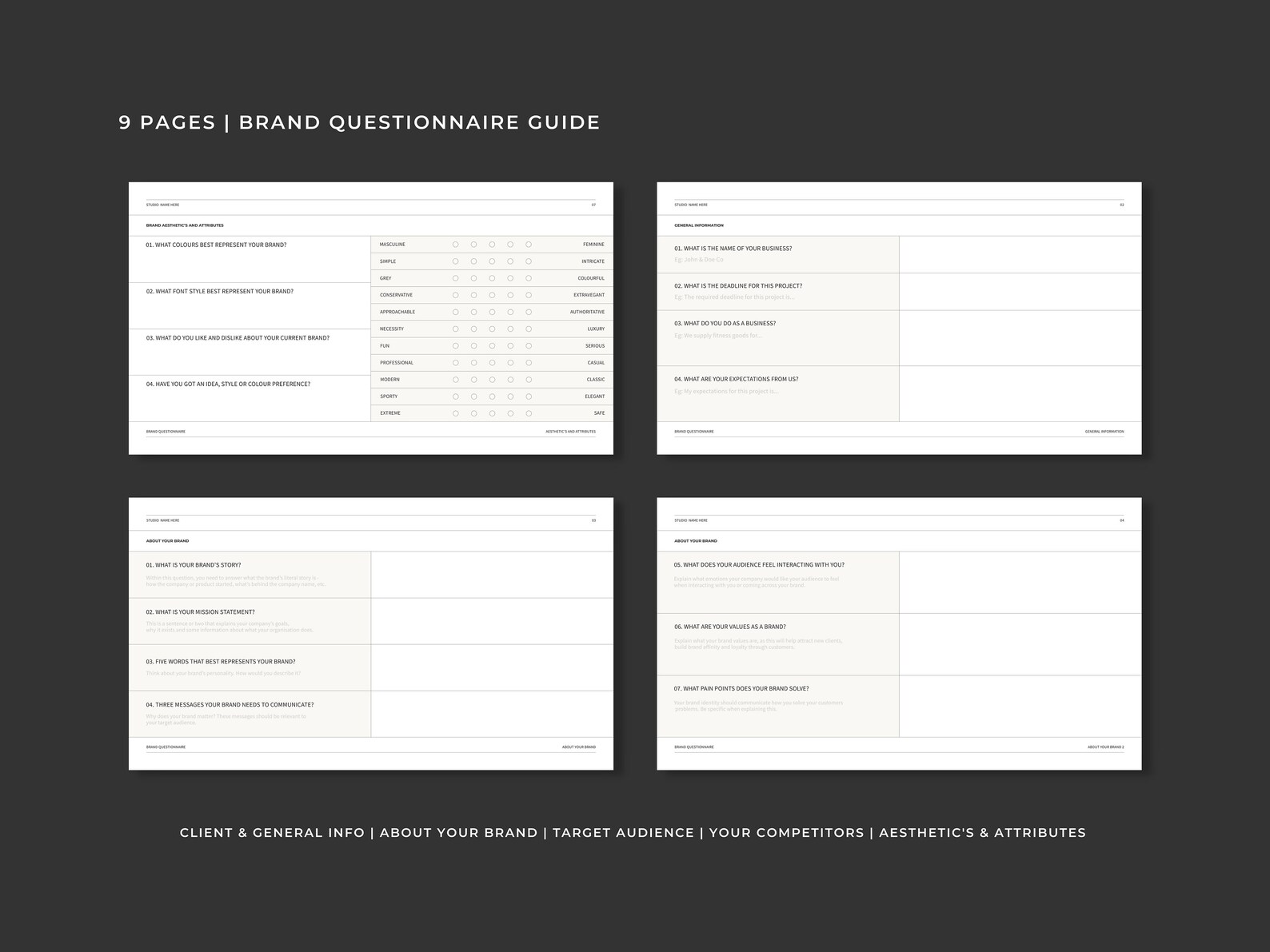 Brand Questionnaire Template | Adobe Illustrator | Brand Direction ...