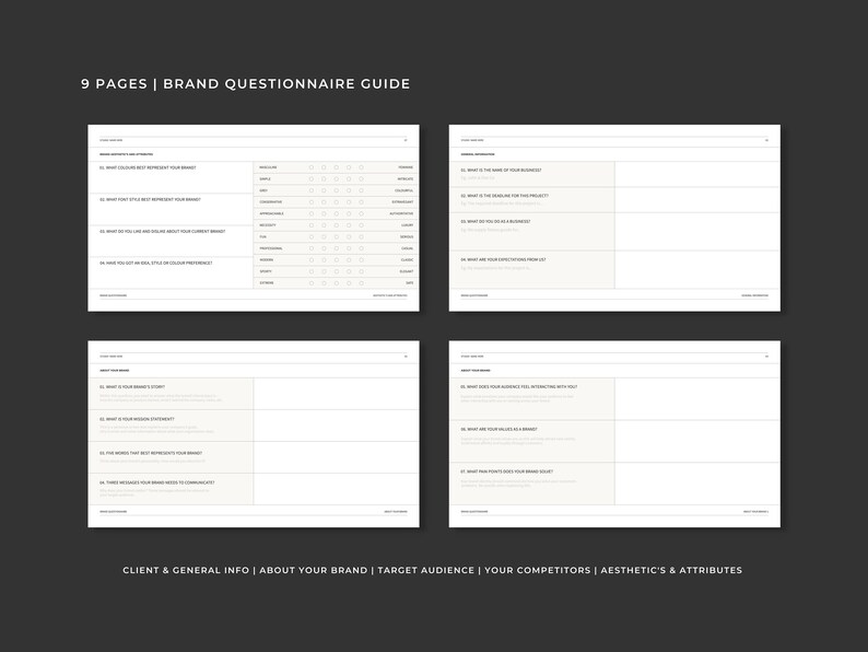 Brand Questionnaire Template | Adobe Illustrator | Brand Direction ...