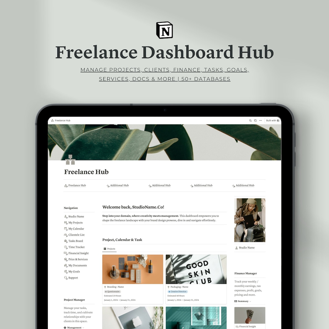 Notion Freelance Dashboard Hub | Professional Notion Template | Your ...