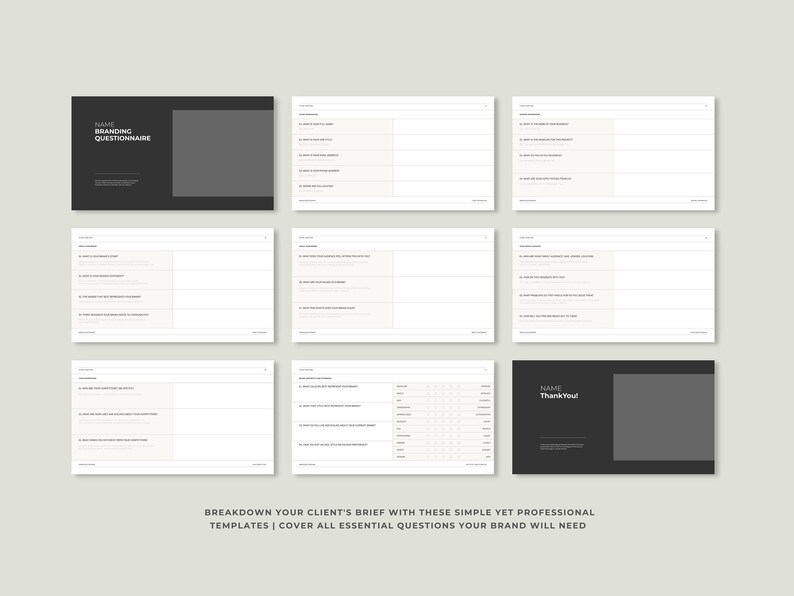 Brand Questionnaire Template | Adobe Illustrator | Brand Direction ...