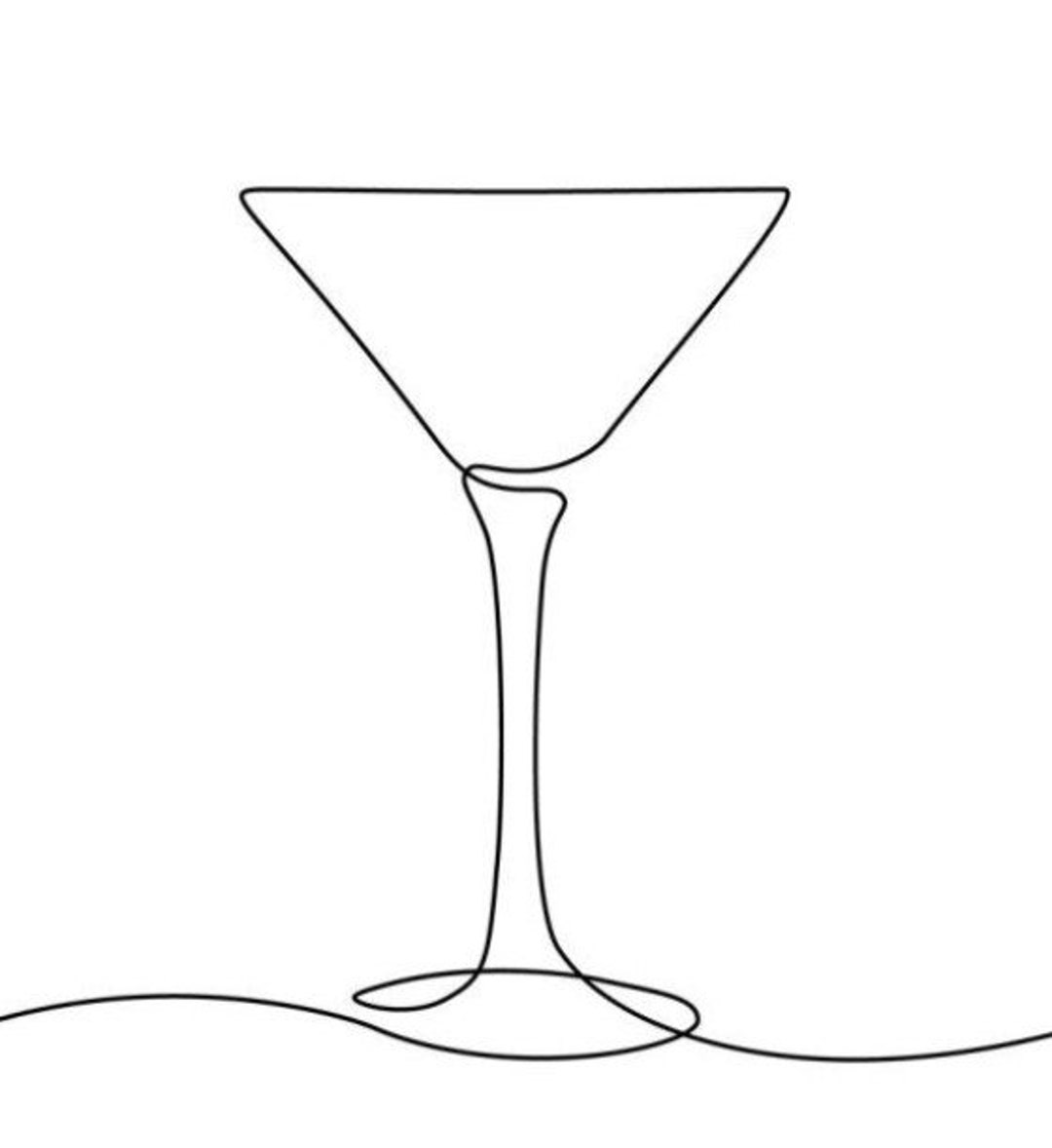 Cocktail Glass in Continuous Line Art Drawing Style. Minimalist Black ...