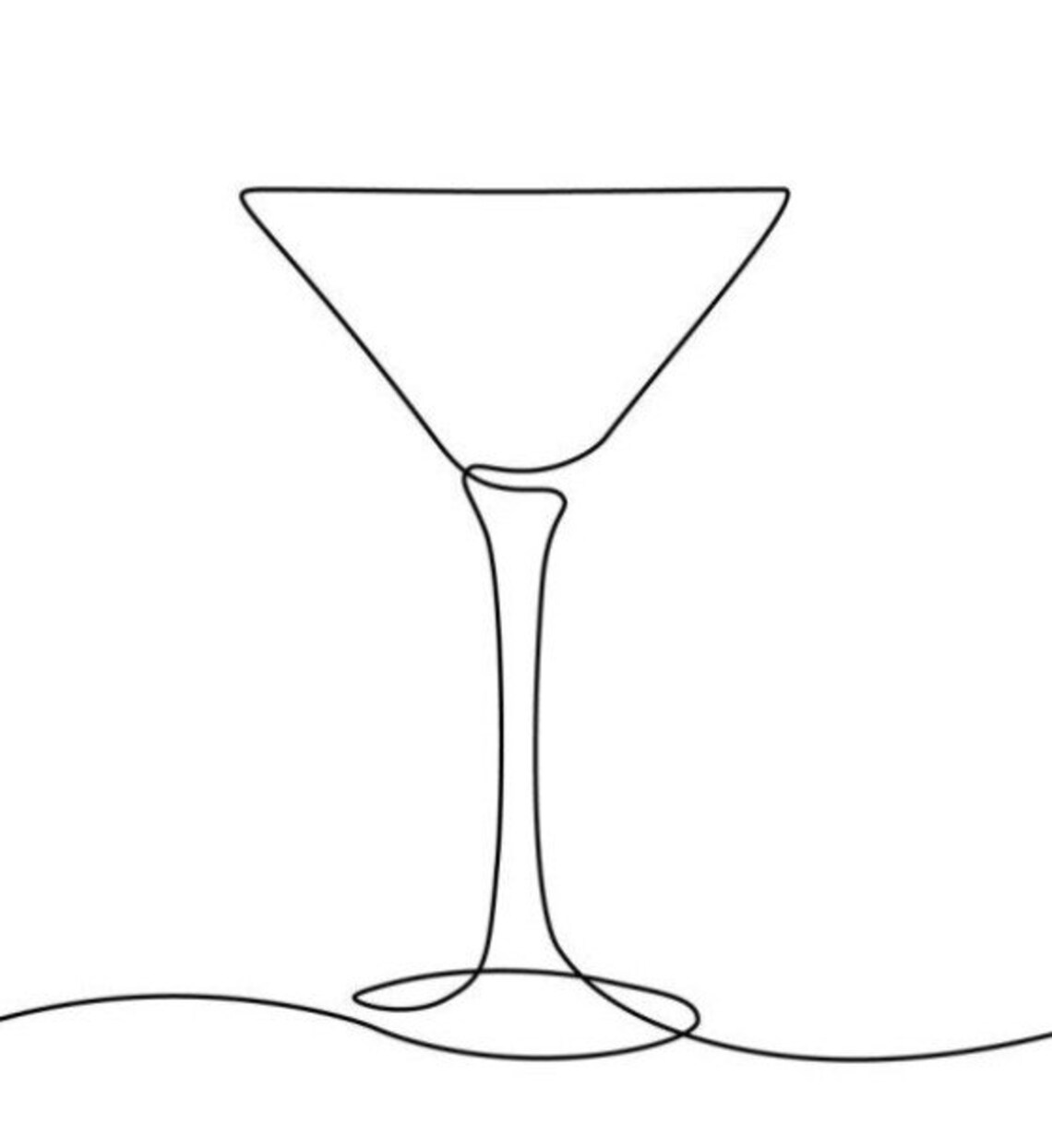 Cocktail Glass in Continuous Line Art Drawing Style. Minimalist Black ...
