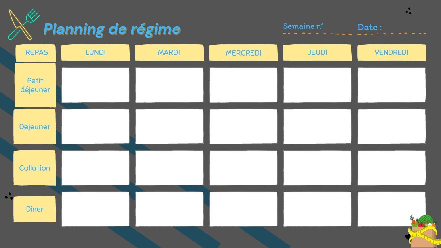 Planning De Repas Pour Un Régime - Etsy