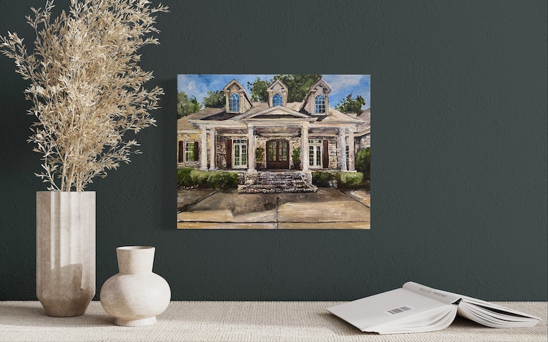 Custom House Portrait, Hand-painted Oil Painting on Canvas ...