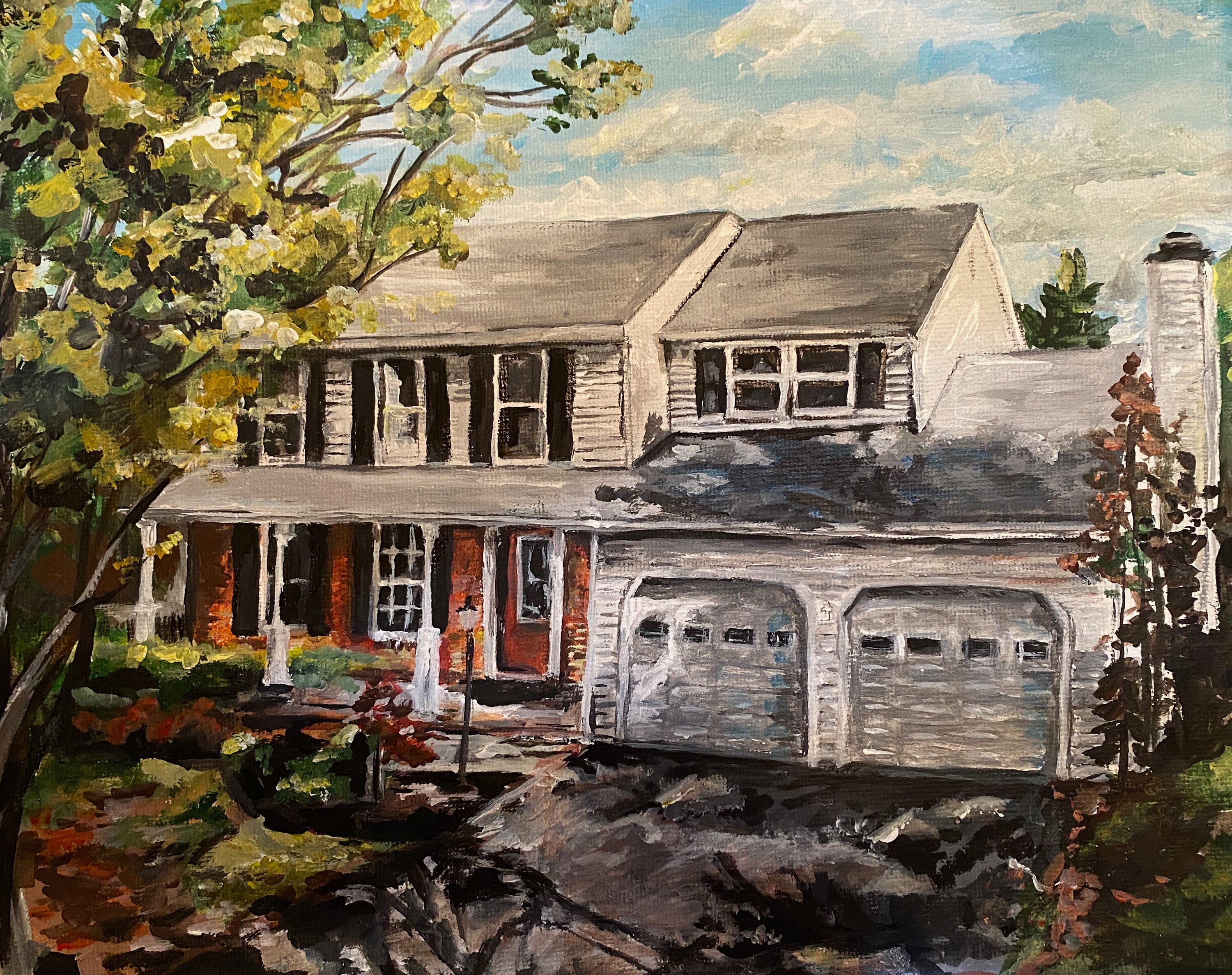 Custom House Portrait, Hand-painted Oil Painting on Canvas ...