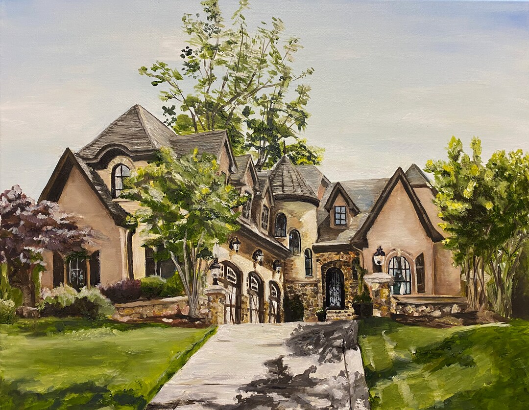 Custom House Portrait, Hand-painted Oil Painting on Canvas ...