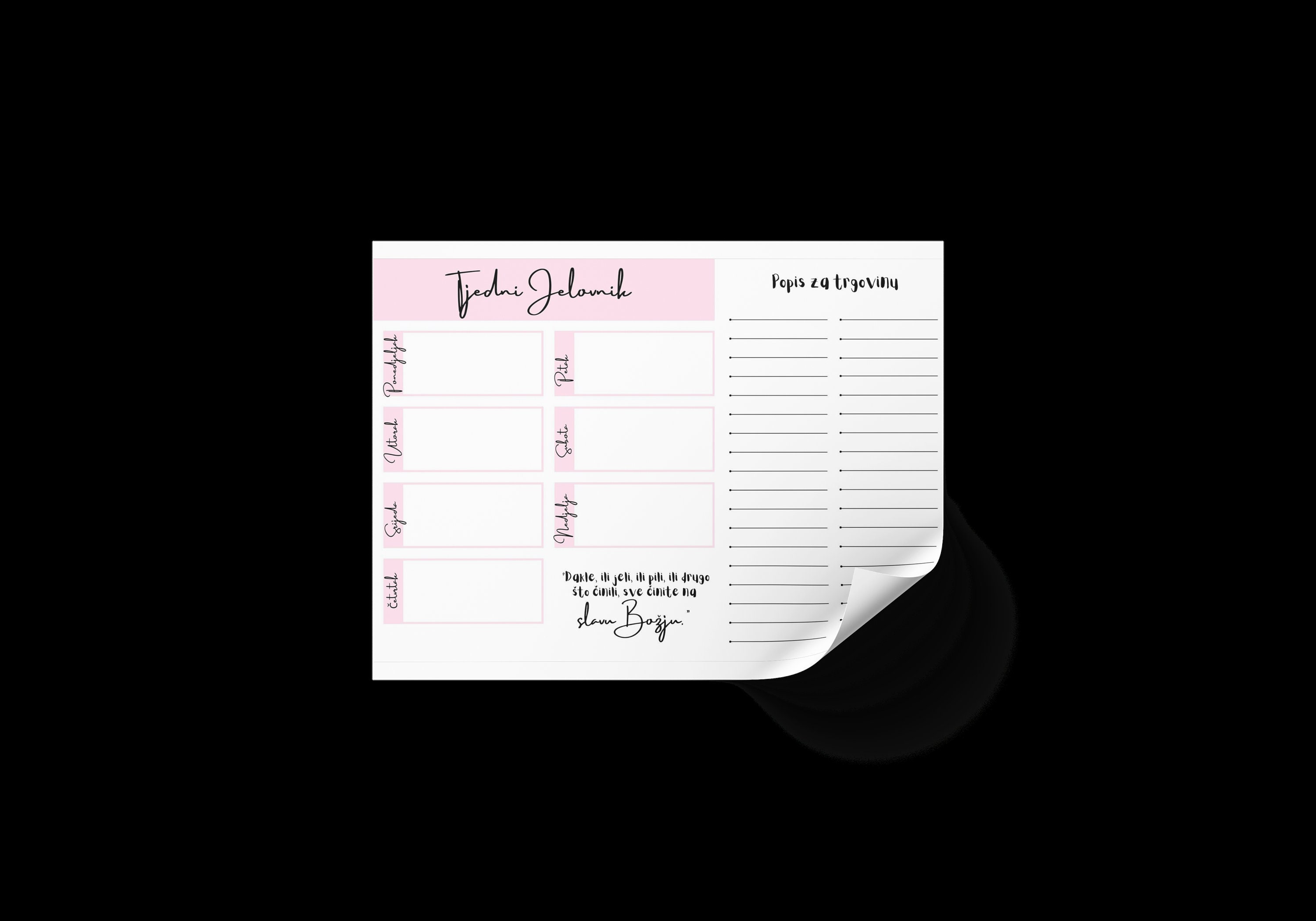 Tjedni Jelovnik Rose A4/meal Planner croatian - Etsy
