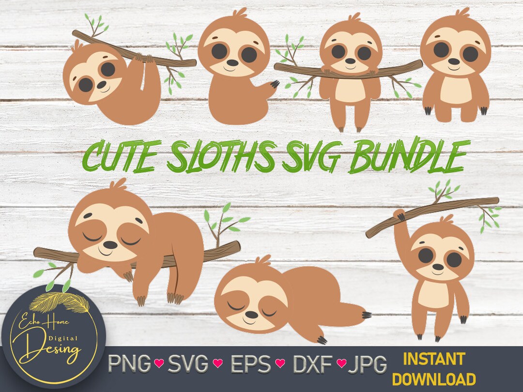 Cute Sloth SVG Layered Cut File Kawaii Baby Sloth Cutting File - Etsy