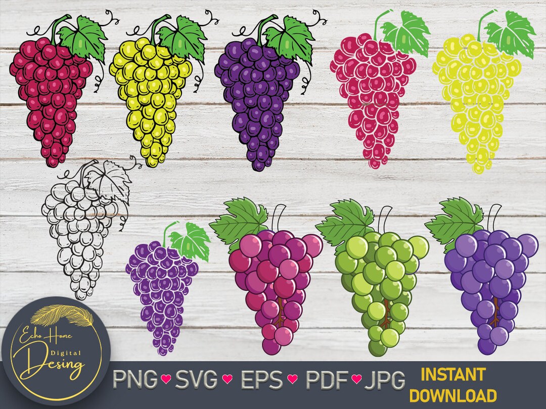 Grapes Set Print Cut Grapes Svg Instant Digital Download - Etsy