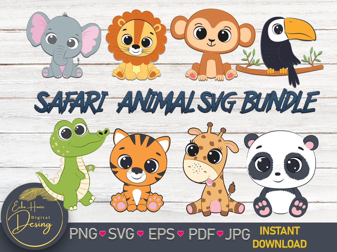 Safari Animals Layered SVG Cute African Jungle Animal Cut File Cricut ...