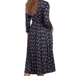 Blue Midi Dress for Women in Jersey Fabric, Dark Blue Summer Dress With ...