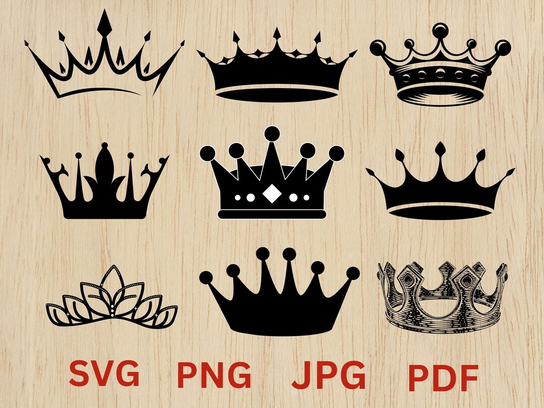 King Royal Crown Svg Bundle, King Crown Svg, Queen Crown Svg, Princess ...