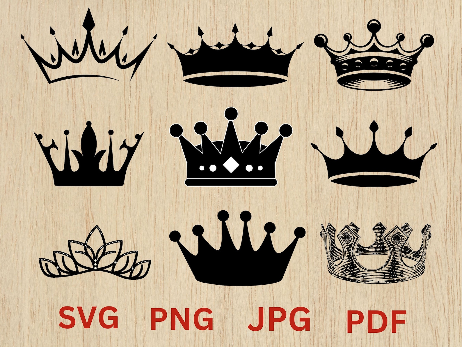 King Royal Crown Svg Bundle, King Crown Svg, Queen Crown Svg, Princess ...