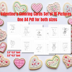 Printable Classroom Kids Valentine Activity Animals Coloring Card Set ...