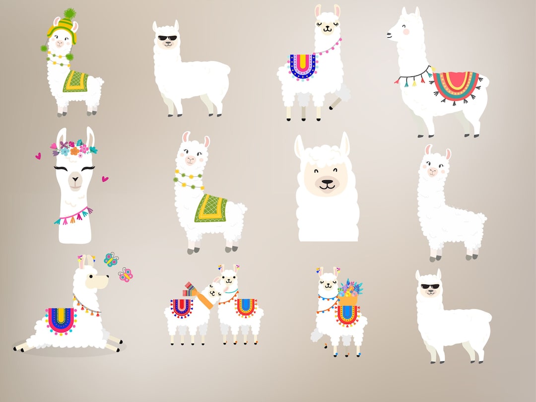 Llama SVG Bundle, Cute Llama SVG, Alpaca SVG, Llama Png, Digital Gile ...