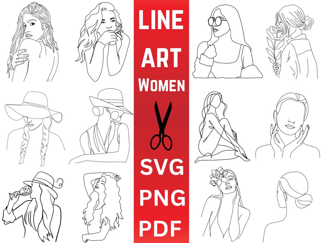 Line Art Women SVG Bundle , Woman Flowers Svg , Art Svg ,line Art Svg ...