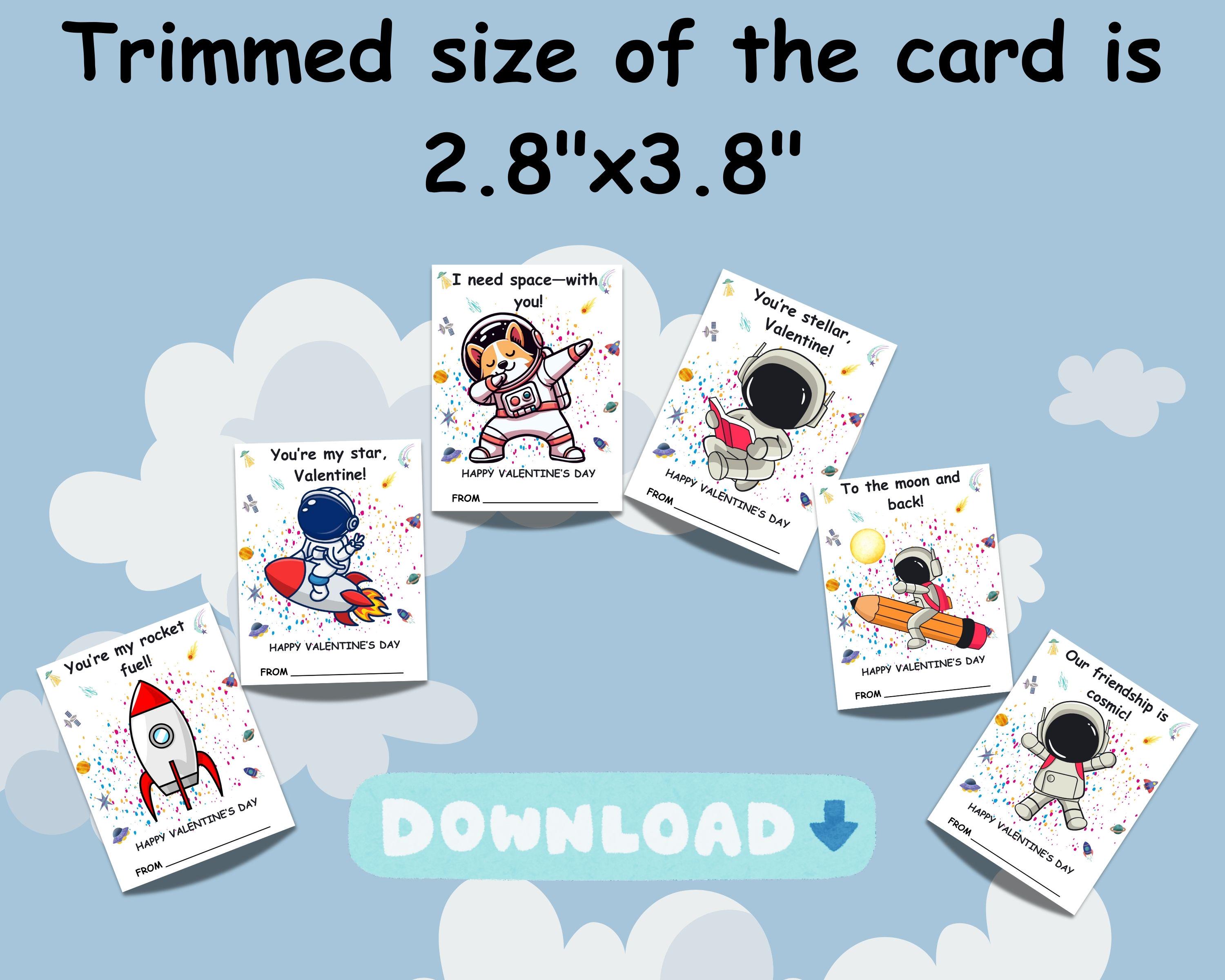 Printable Astronaut Valentine's Day Cards, Kids Classroom Valentines ...