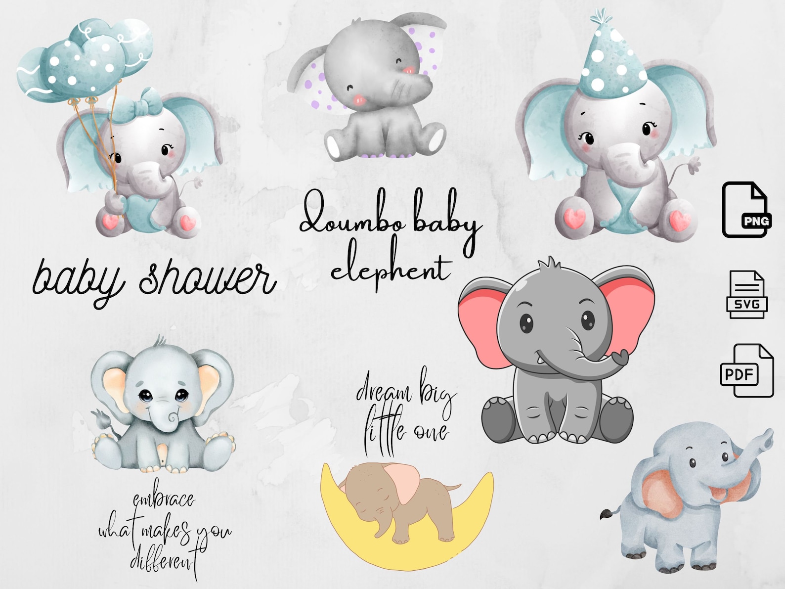 Baby Dumbo Svg Baby Elephant Svg Baby Elephant Cartoon SVG - Etsy
