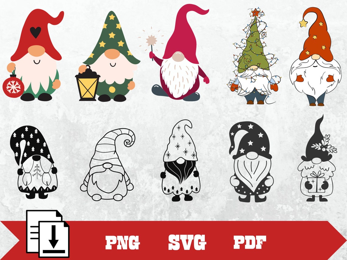 Christmas Gnomes SVG Bundle, Gnomes SVG, Gnome Clipart, Cute Gnomies ...