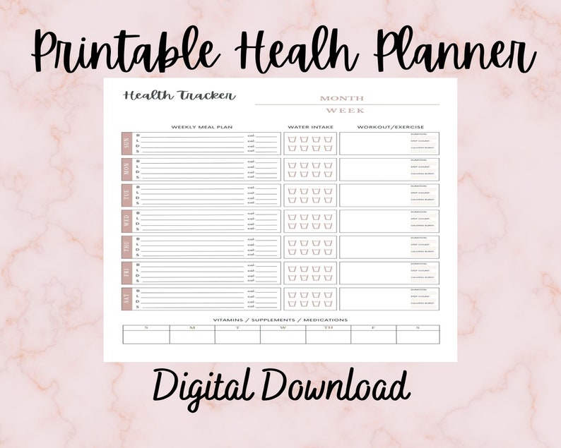 Meal Planner Printable, Weekly Food Diary, Meal Tracker, Food Journal ...