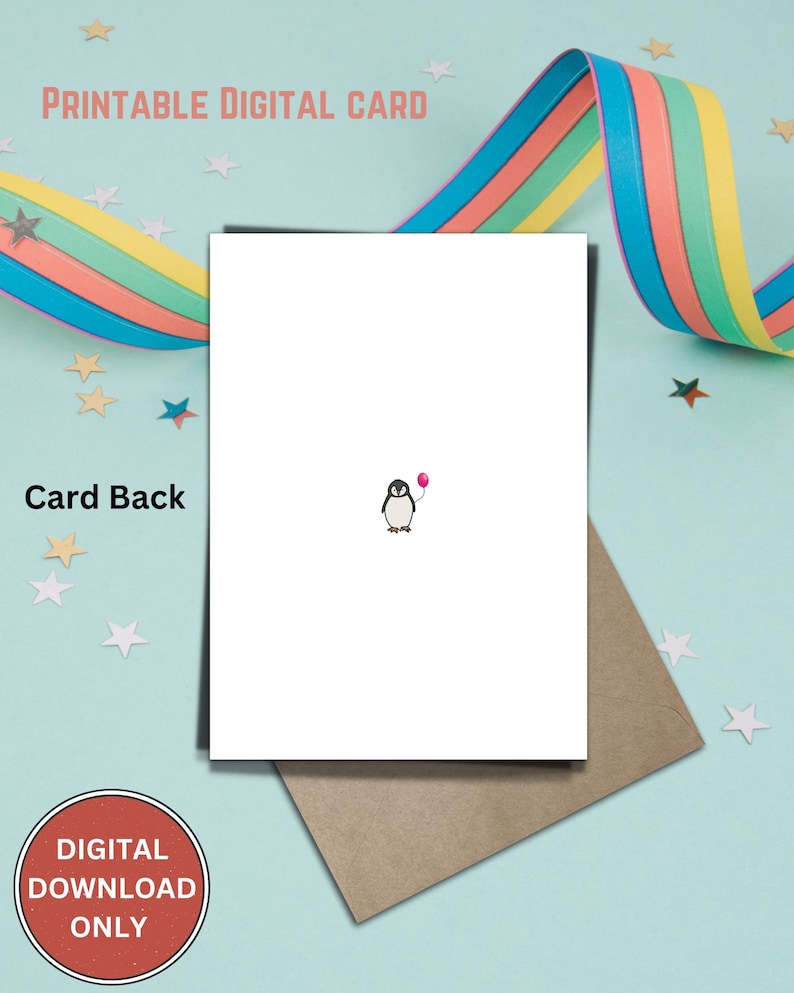 Printable Card, Printable Birthday Card, Happy Birthday Card, Penguin ...