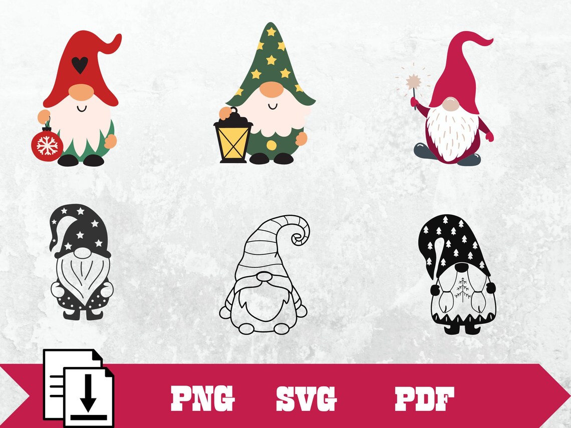 Christmas Gnomes SVG Bundle, Gnomes SVG, Gnome Clipart, Cute Gnomies ...