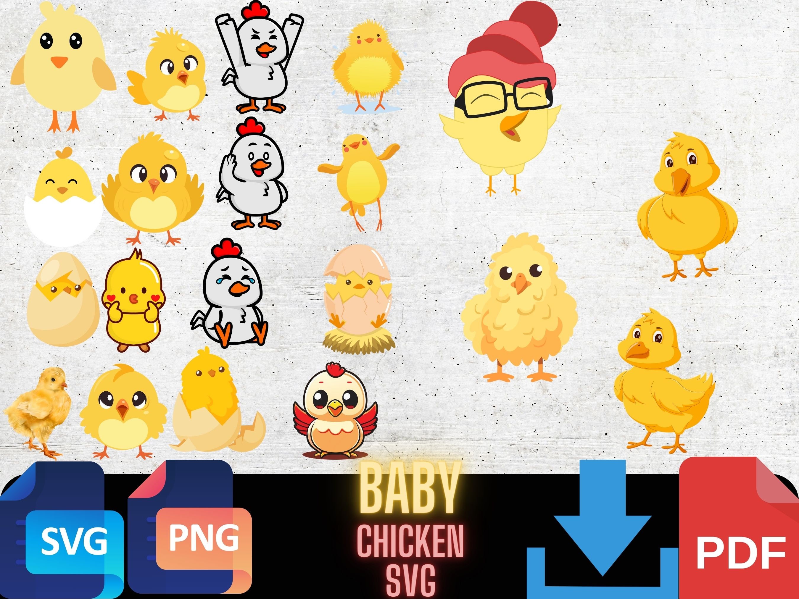 Baby Farm Chicken, Baby Chicken SVG, Cricut, Silhouette Cameo, Scanncut ...
