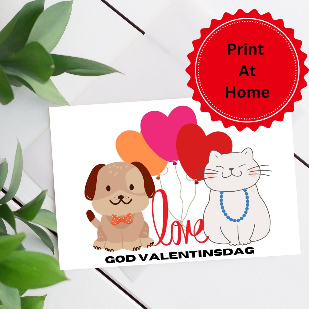 Cute Happy Valentine's Day Norwegian Card Printable Valentine Card in ...