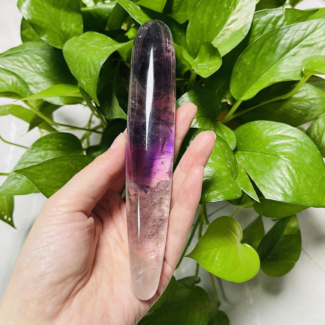 Natural Hand Carved Crystal Amethyst Massage Stick, Crystal Quartz ...