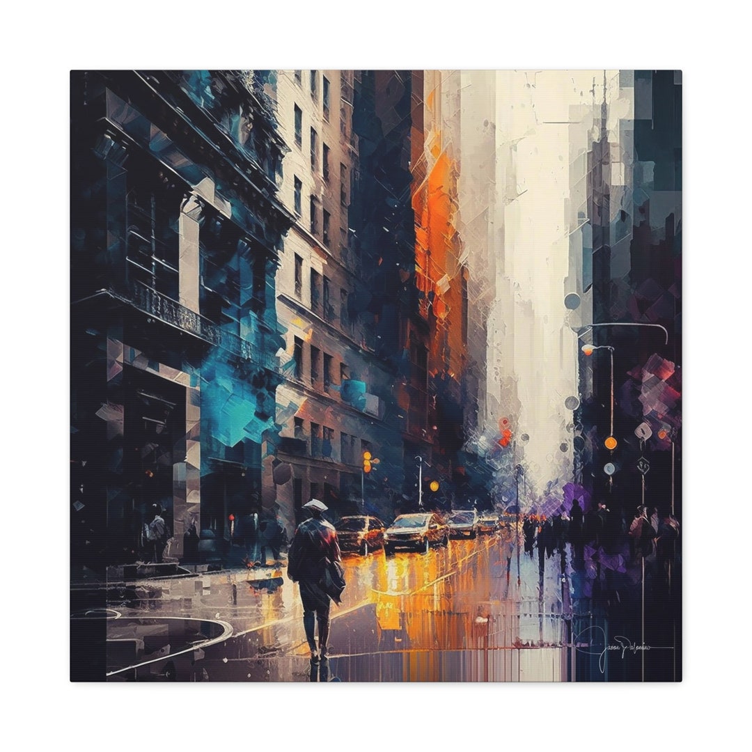 NYC Manhattan Street Original Abstract Oil Painting on Canvas Print ...
