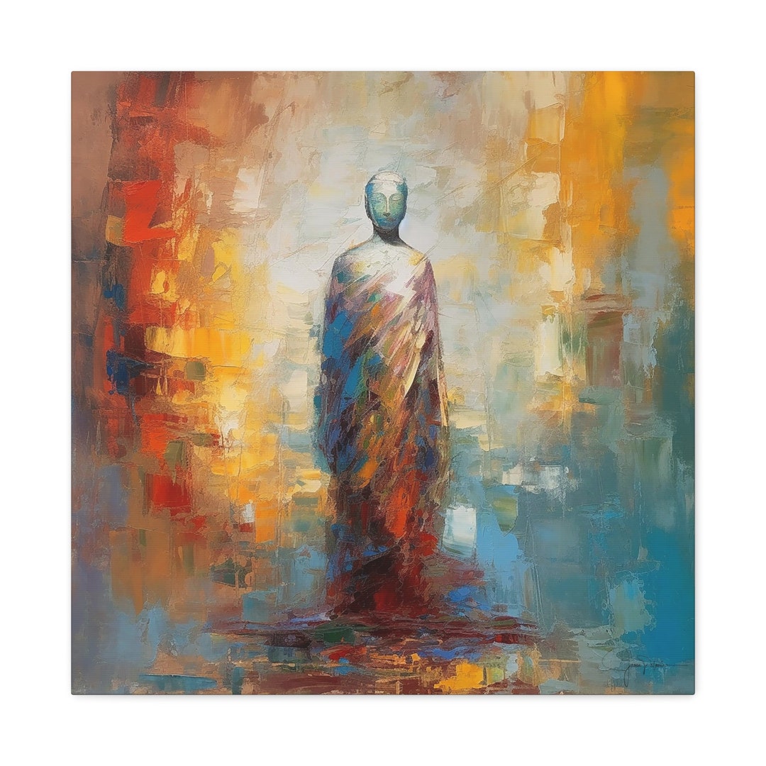 Standing Buddha Original Abstract Oil Painting on Canvas Print, Ready ...