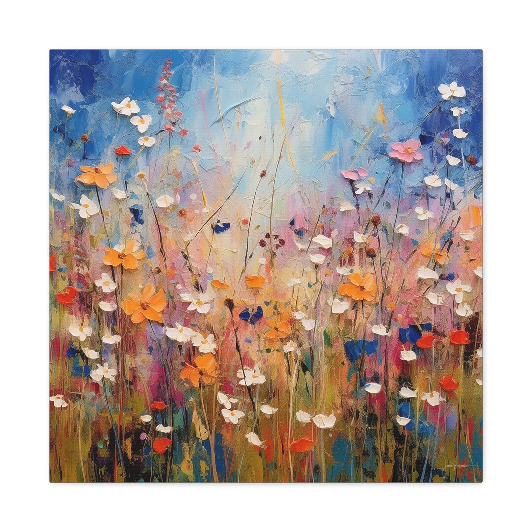 Colorful Wildflowers Original Abstract Oil Painting on Canvas Print ...