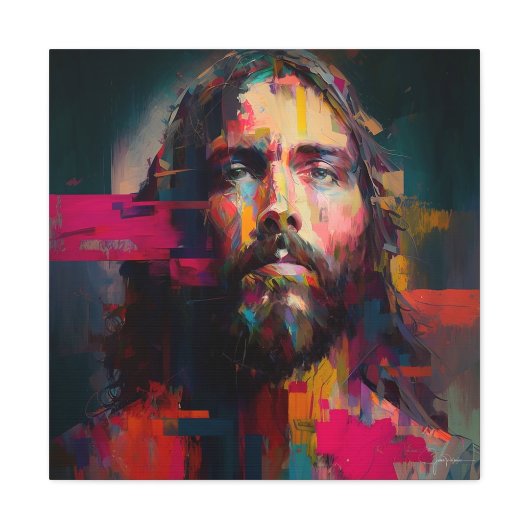Jesus Original Abstract Oil Painting on Canvas Print, Ready to Hang ...