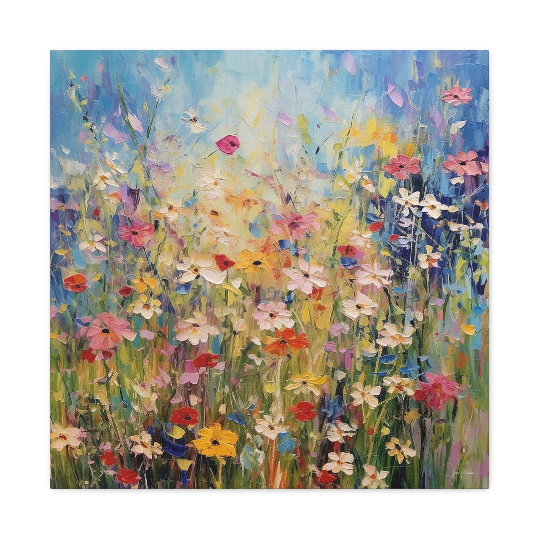 Colorful Wildflowers Original Abstract Oil Painting on Canvas Print ...
