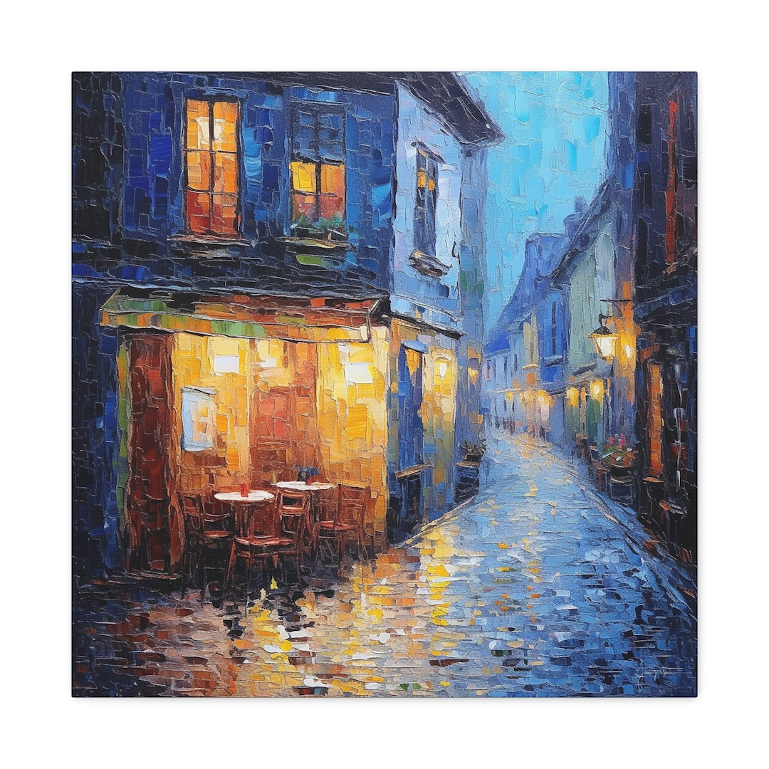 Cafe Original Abstract Oil Painting on Canvas Print, Ready to Hang Wall ...