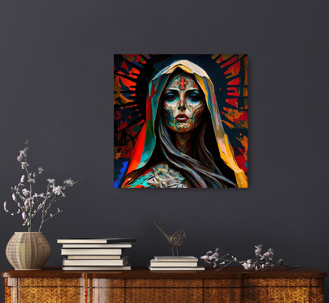 Santa Muerte Original Abstract Oil Painting on Canvas Print, Ready to ...