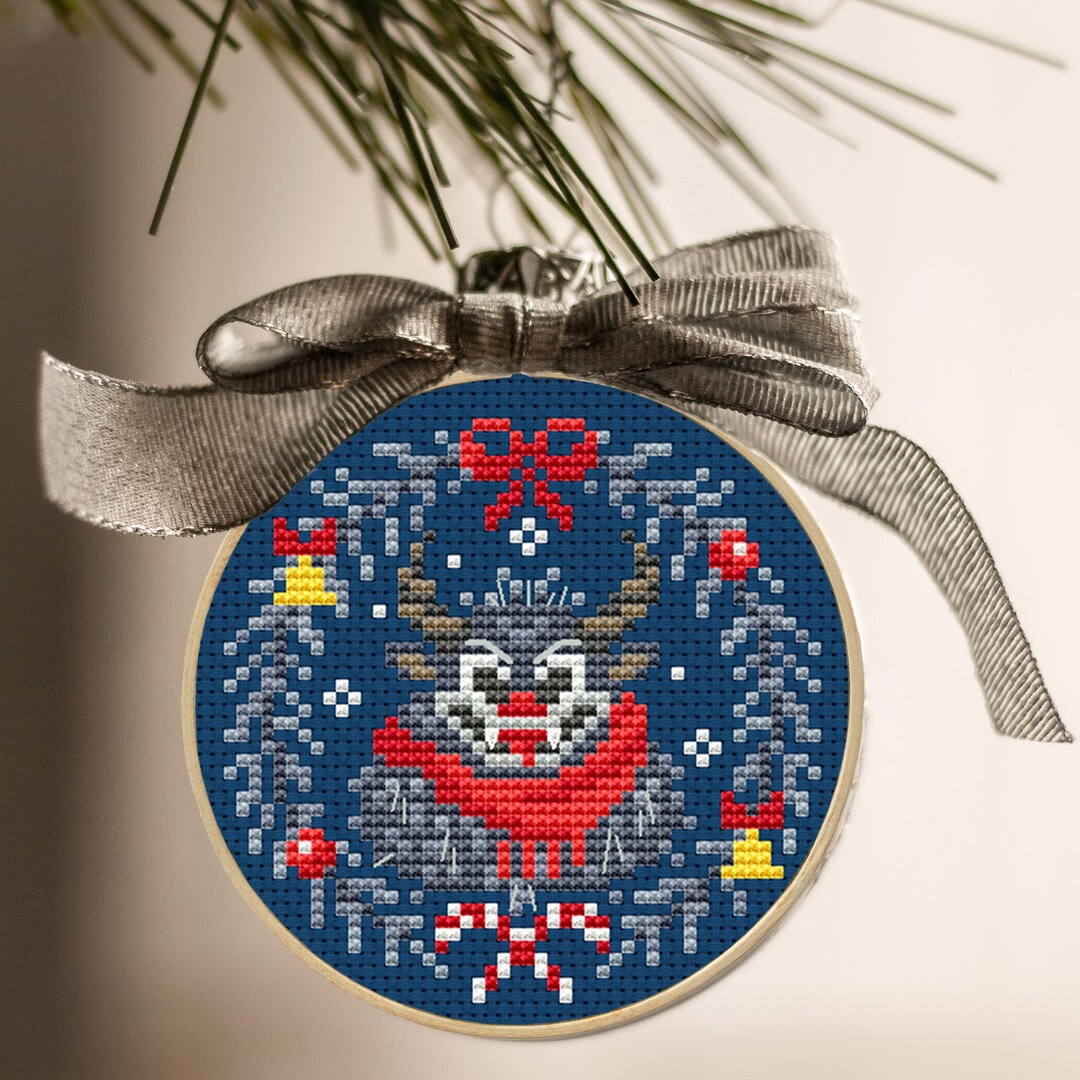 Krampus Ornament Cross Stitch PDF, Krampus Holiday Embroidery, Scary ...