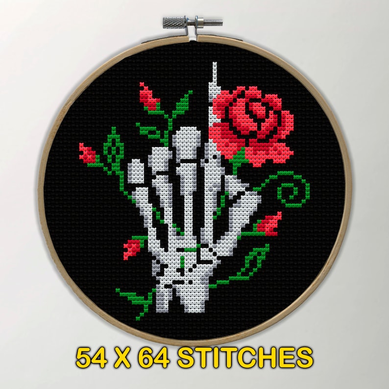Floral Skeleton Hand Cross Stitch Pattern: Spooky Witchy Decor (PDF) - Etsy