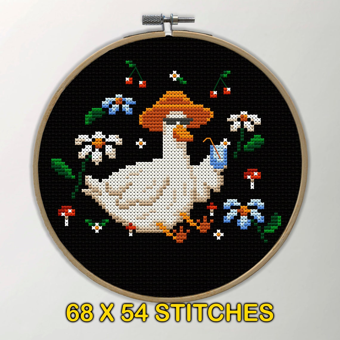 Goose on Vacation Cross Stitch Pattern PDF Mushroom Embroidery - Etsy