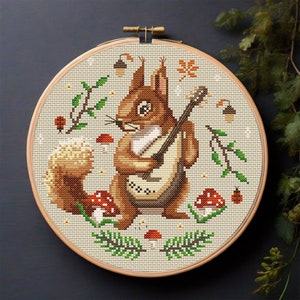 Squirrel Bard Cross Stitch Pattern PDF Witchy Woodland Cross Stitch ...