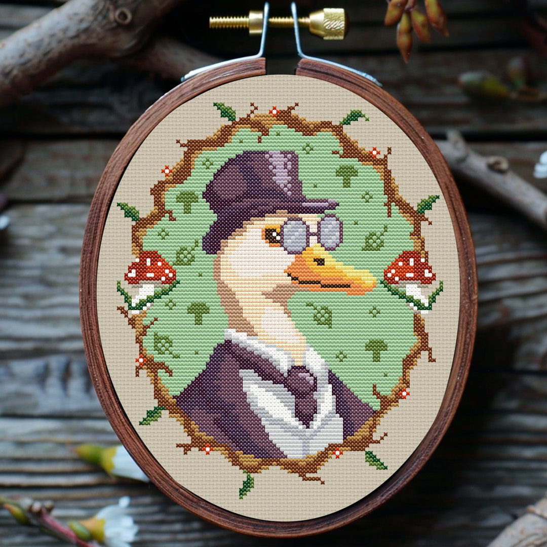 Gentleman Goose, Cottagecore Cross Stitch Pattern PDF, Silly Goose ...
