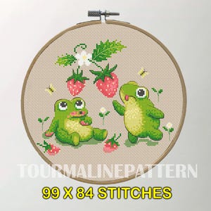 Funny Toads and Strawberry Cross Stitch Pattern PDF, Strawberry ...