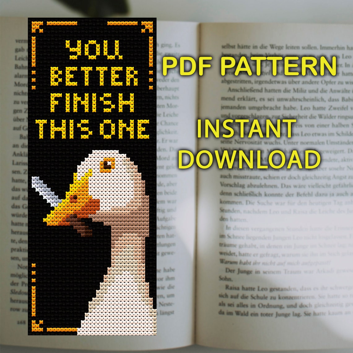 Rude Goose Embroidery Bookmark Pattern, Funny Bookmark Cross Stitch ...