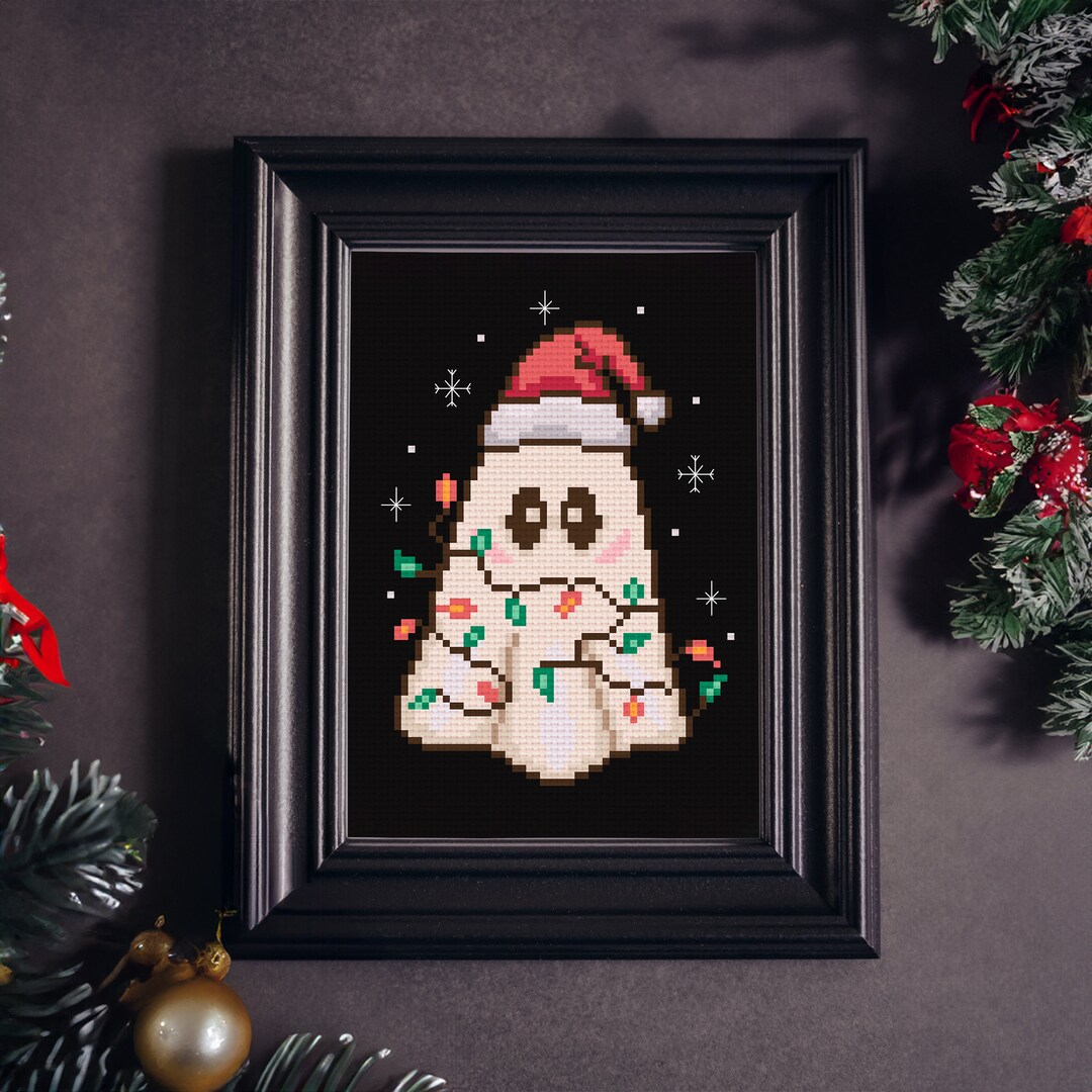 Christmas Garland Ghost Cross Stitch Pattern Cute Christmas Ghost ...