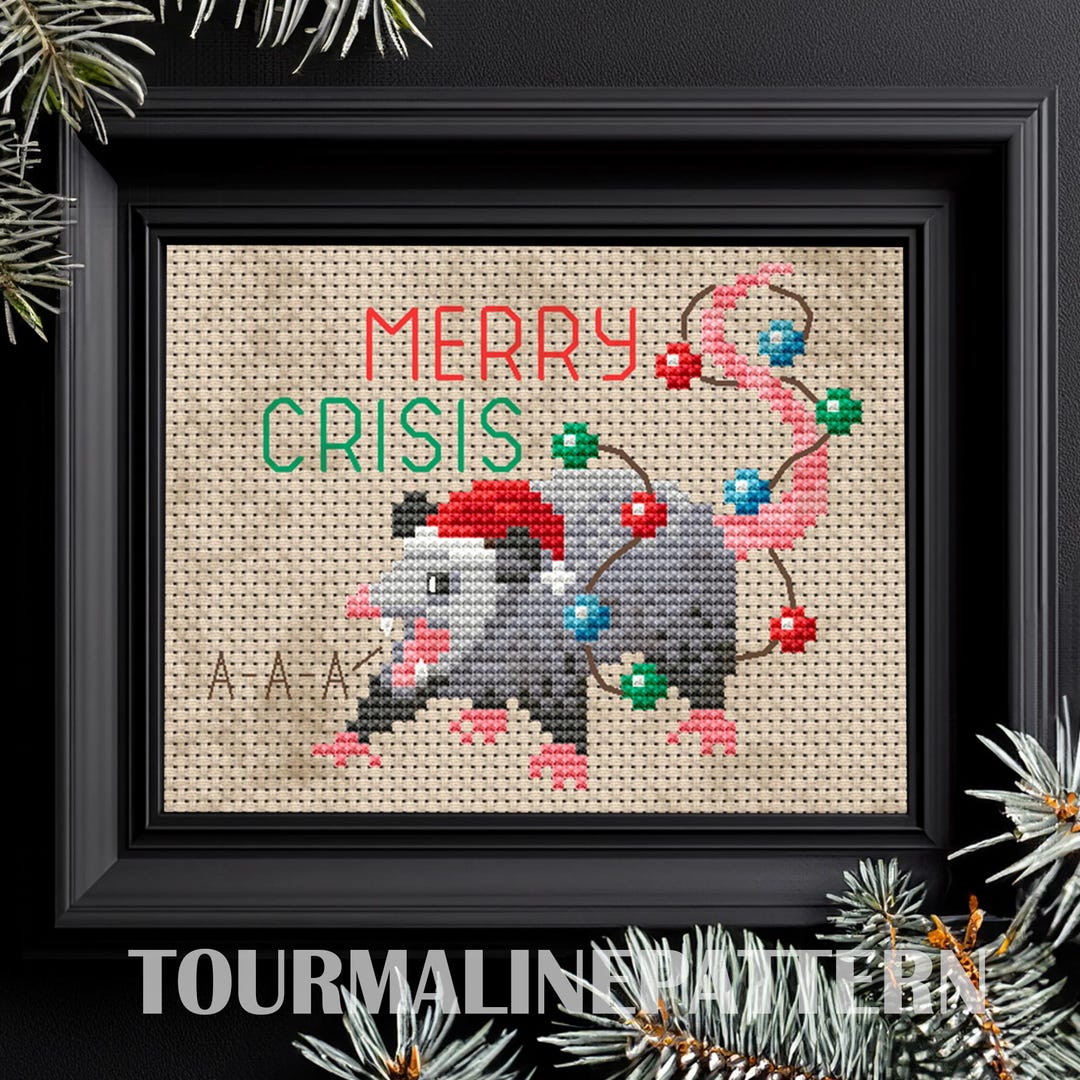 Christmas Possum Cross Stitch Pattern PDF, Screaming Possum Embroidery ...