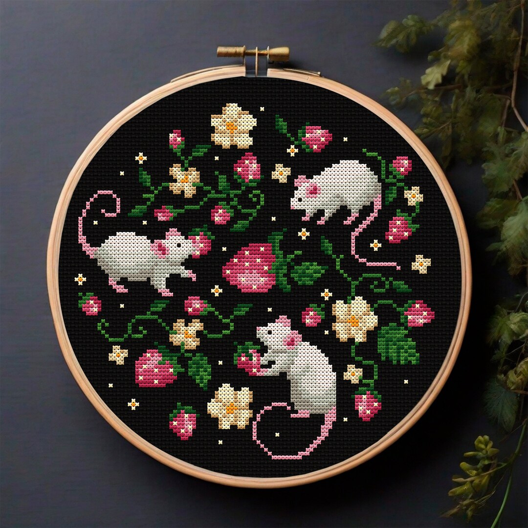 Funny Mice Cross Stitch Pattern PDF, Whimsical Mice Embroidery, Cute ...